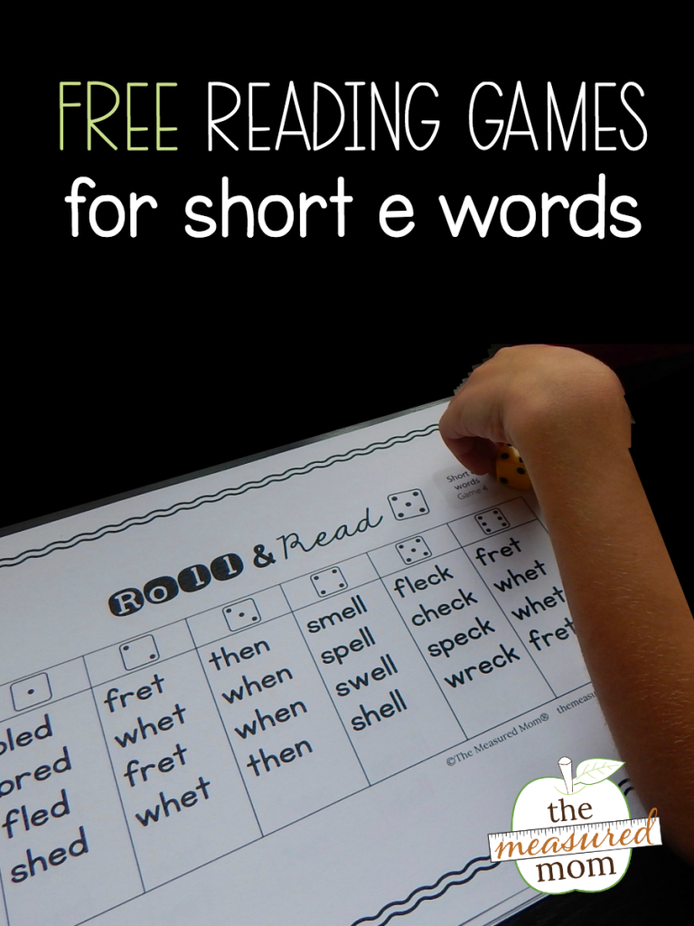 Roll and read games for short e words - The Measured Mom