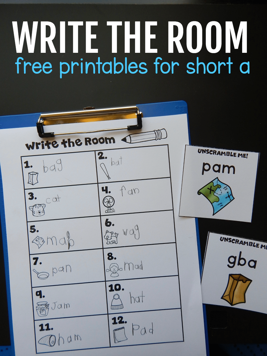 Write the room activity for short a words - The Measured Mom