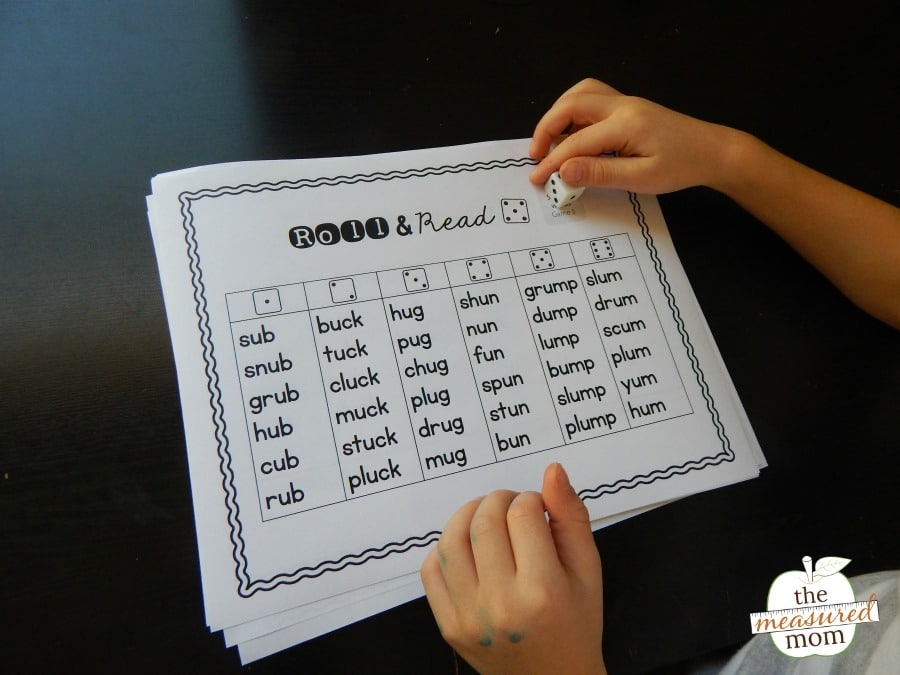 Roll & read games for short u - The Measured Mom