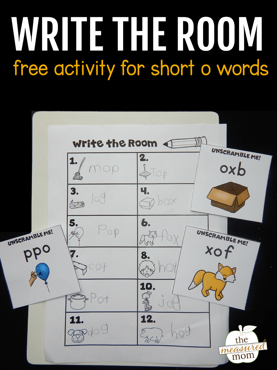 Write the room activity for short o words - The Measured Mom