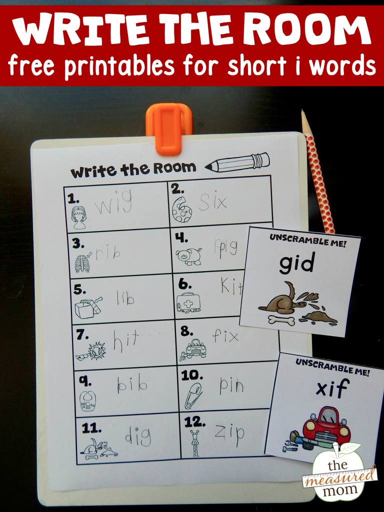 Write the room activity for short i words - The Measured Mom