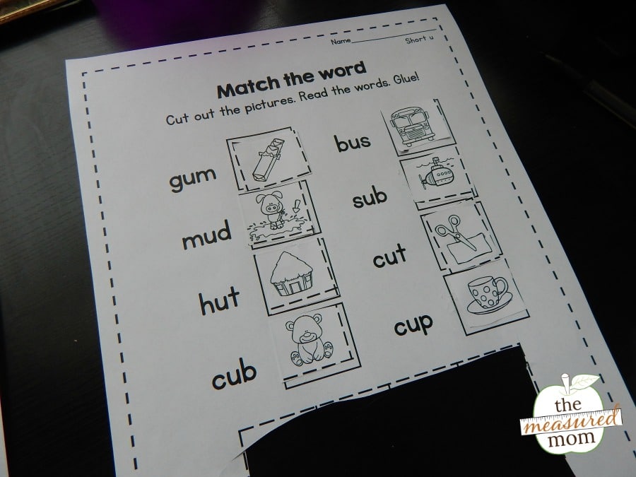 Worksheets for short u words - The Measured Mom