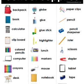 ESL Vocabulary Bundle: School Supplies - The Measured Mom