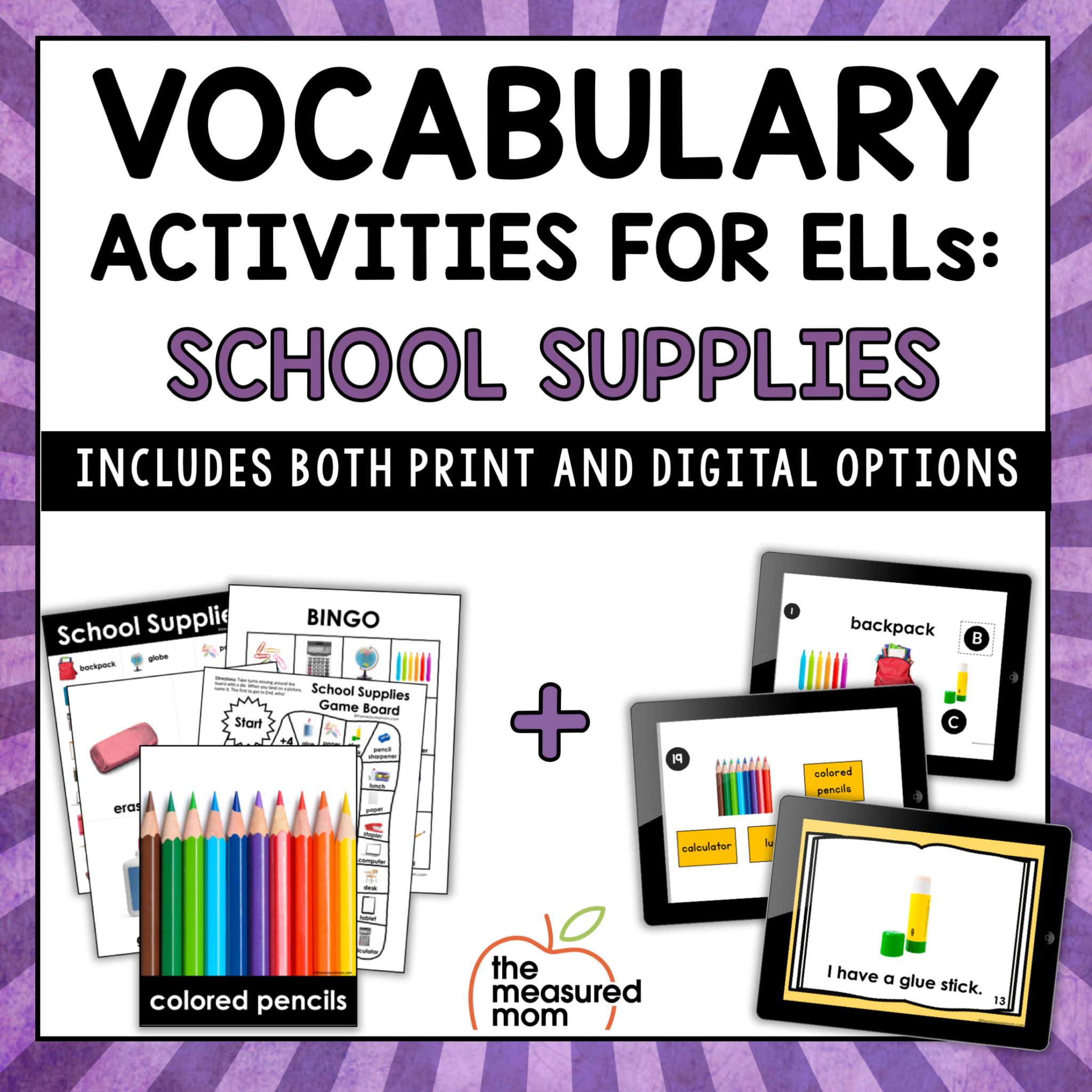 ESL Vocabulary Bundle: School Supplies - The Measured Mom