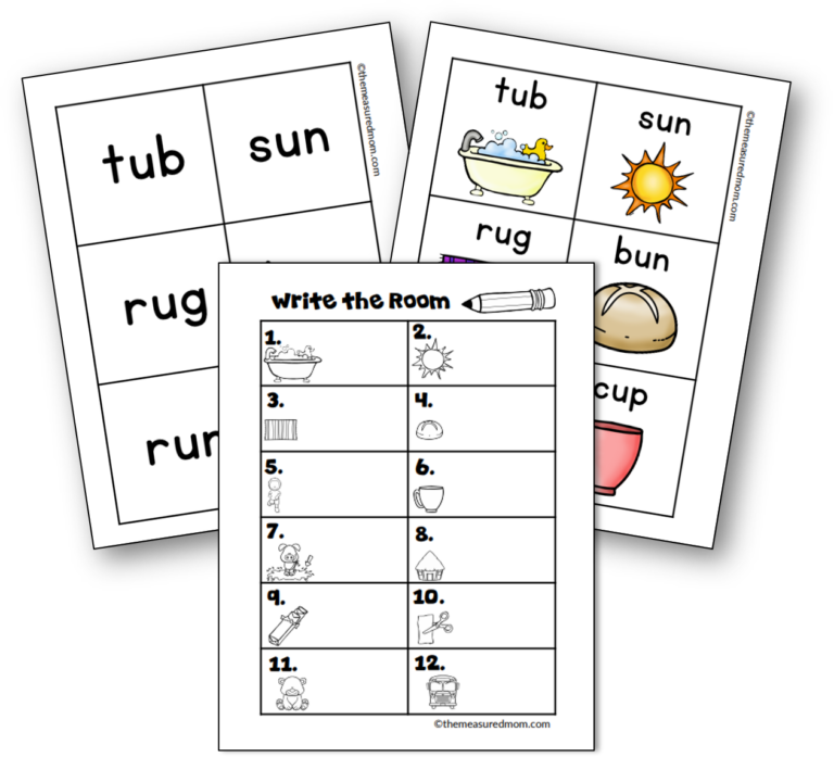 Write the room activity for short u words - The Measured Mom