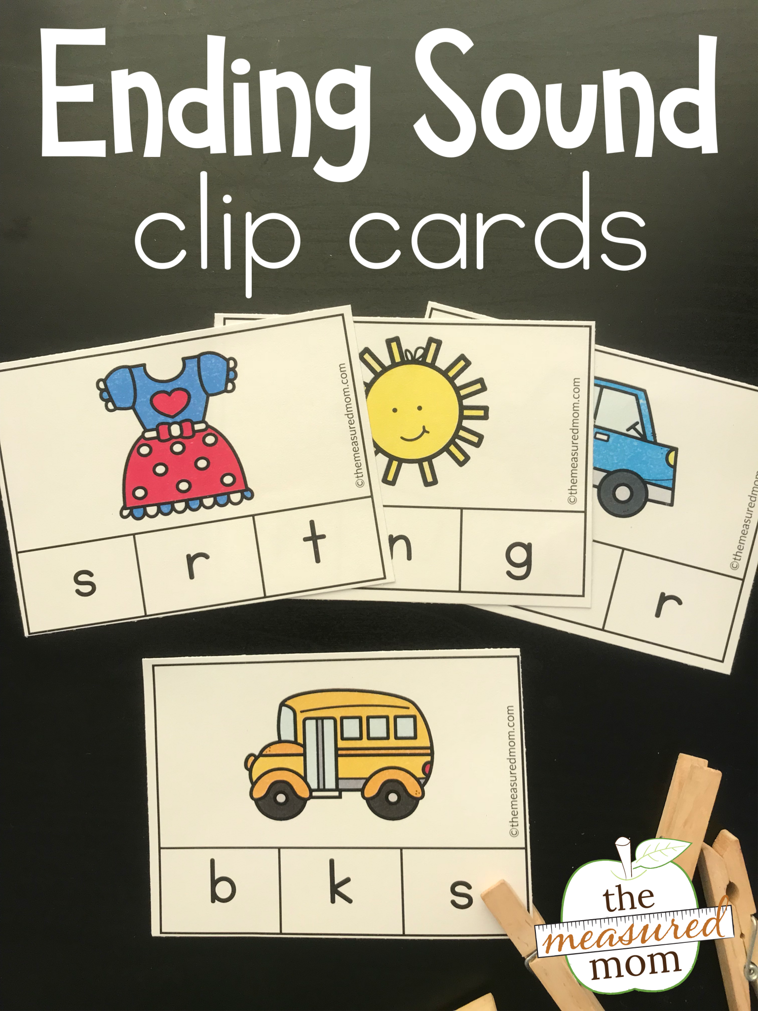 Clip cards for ending sounds - The Measured Mom