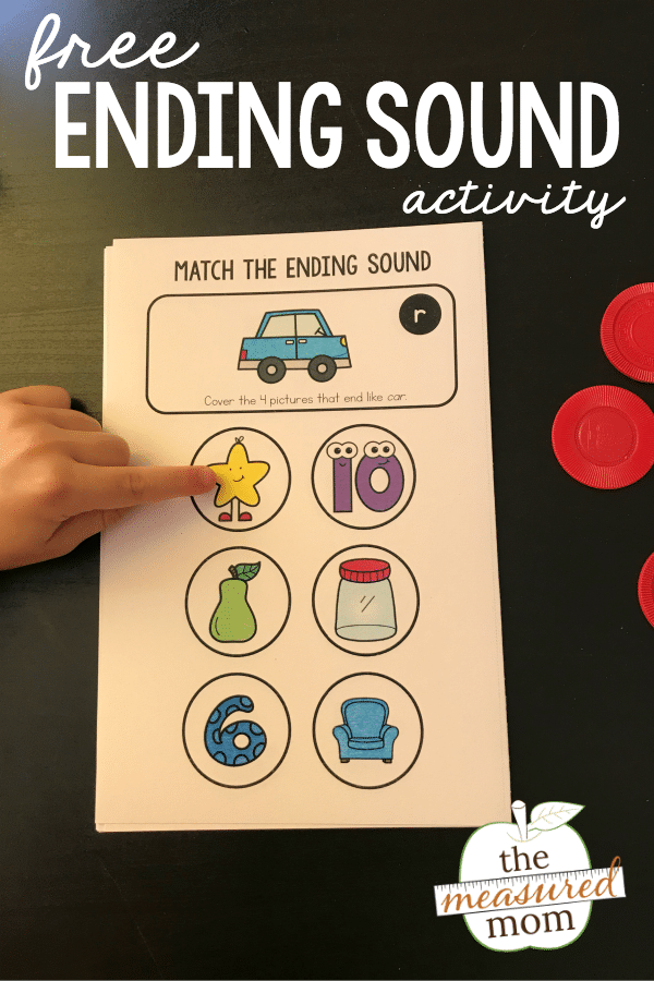Ending sounds activity - The Measured Mom