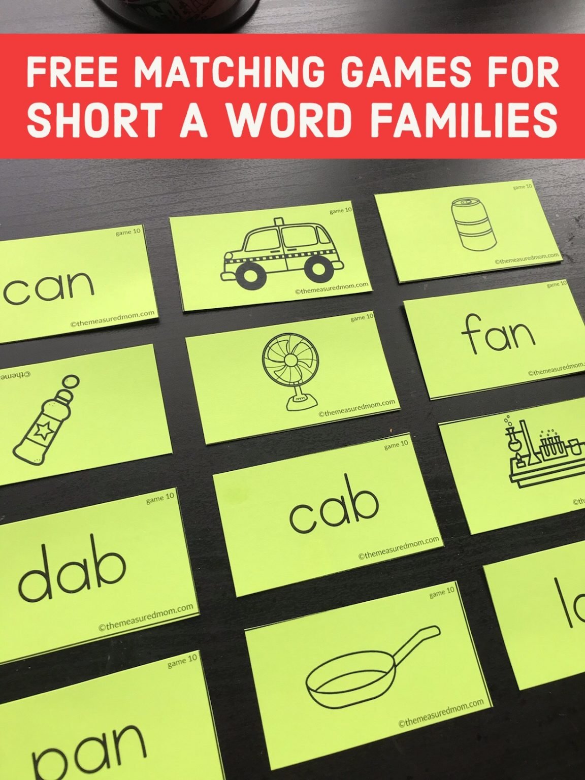 Memory games for short a word families - The Measured Mom
