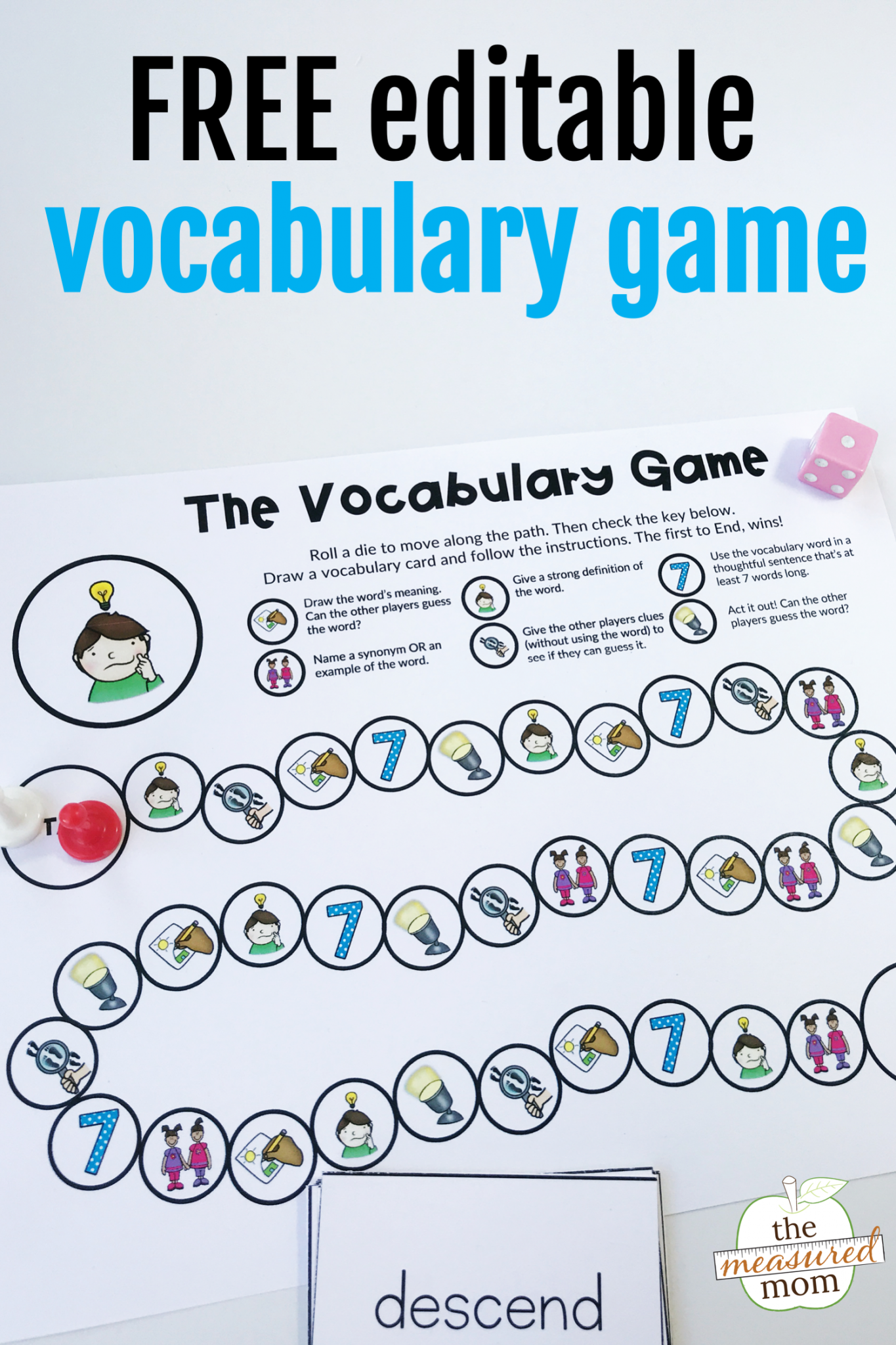 Editable vocabulary game - The Measured Mom
