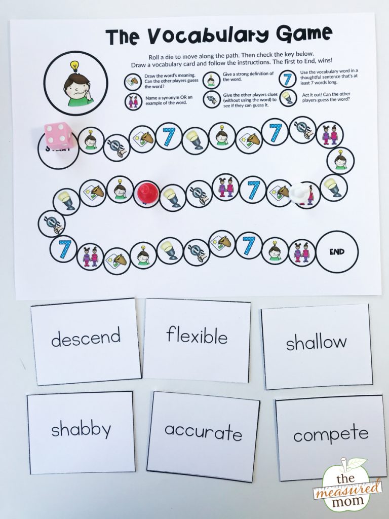 Editable vocabulary game - The Measured Mom