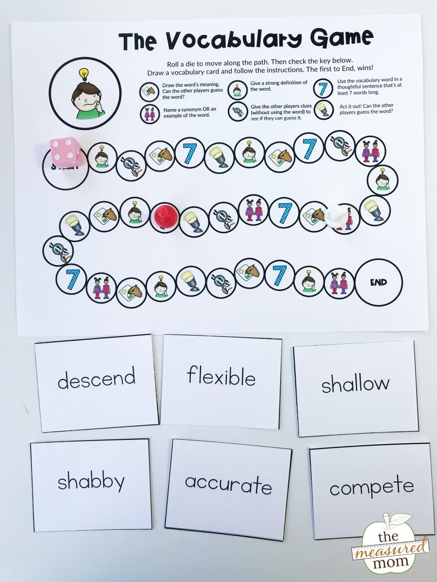 Editable vocabulary game - The Measured Mom