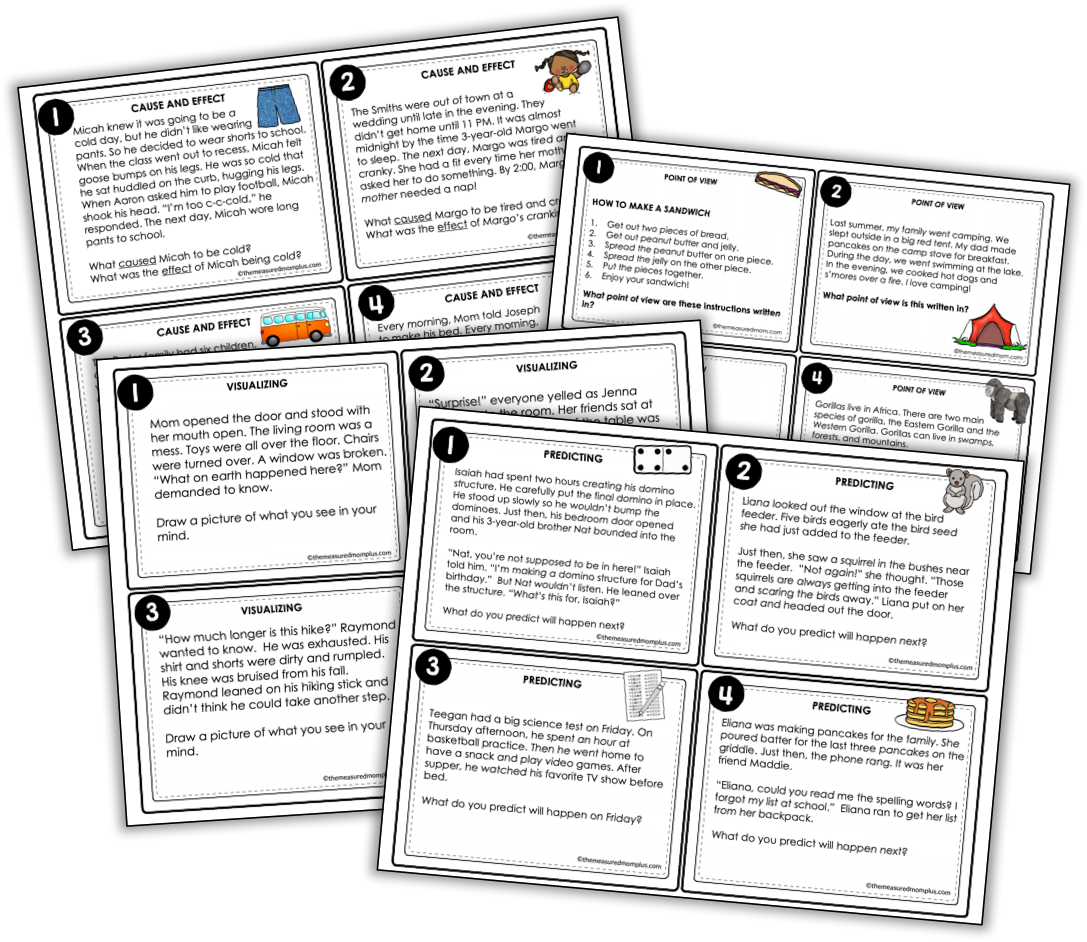 Main idea task cards - The Measured Mom