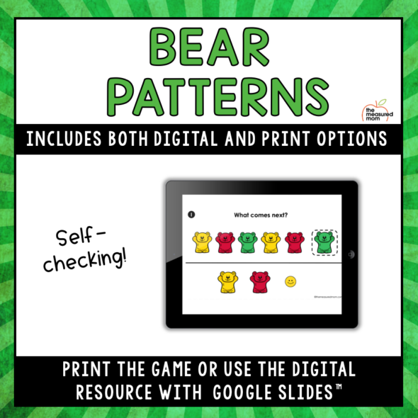 Bear counter pattern strips for preschoolers - The Measured Mom