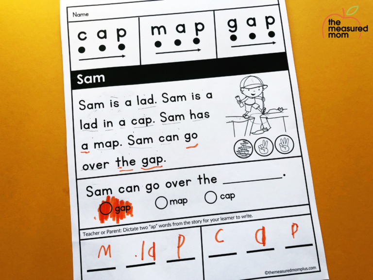 Free decodable passages for short a CVC words - The Measured Mom