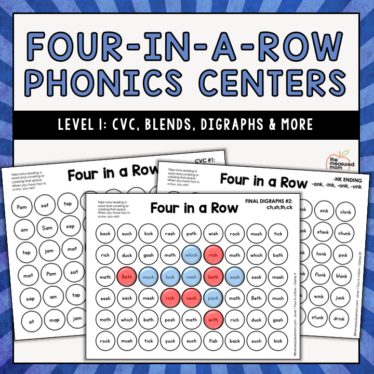 Phonics Games - Four in a Row - Level 1- CVC - Blends - Digraphs - The ...