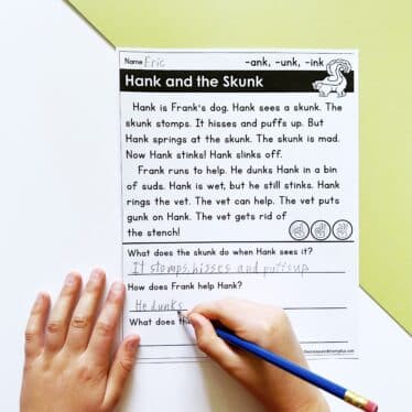 FREE decodable passage: Words with "nk" - The Measured Mom