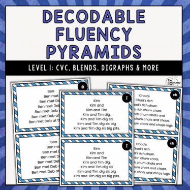 Decodable Fluency Pyramids - Level 1 - CVC, Digraphs, Blends & more ...