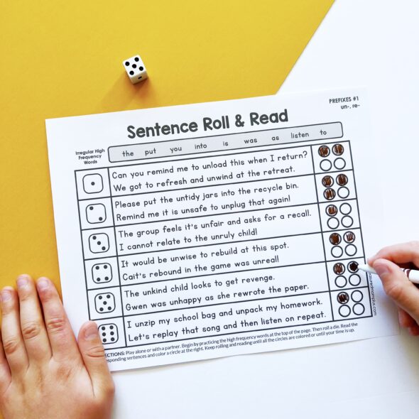 Sentence Roll & Read - Level 3 - Diphthongs, Prefixes, Suffixes & More ...