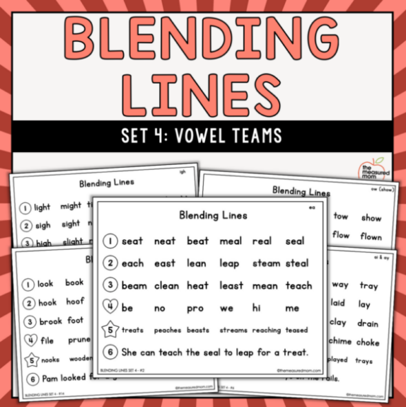 Blending Lines for Vowel Teams - The Measured Mom