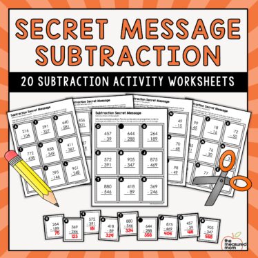 Subtraction Secret Message Worksheets - The Measured Mom