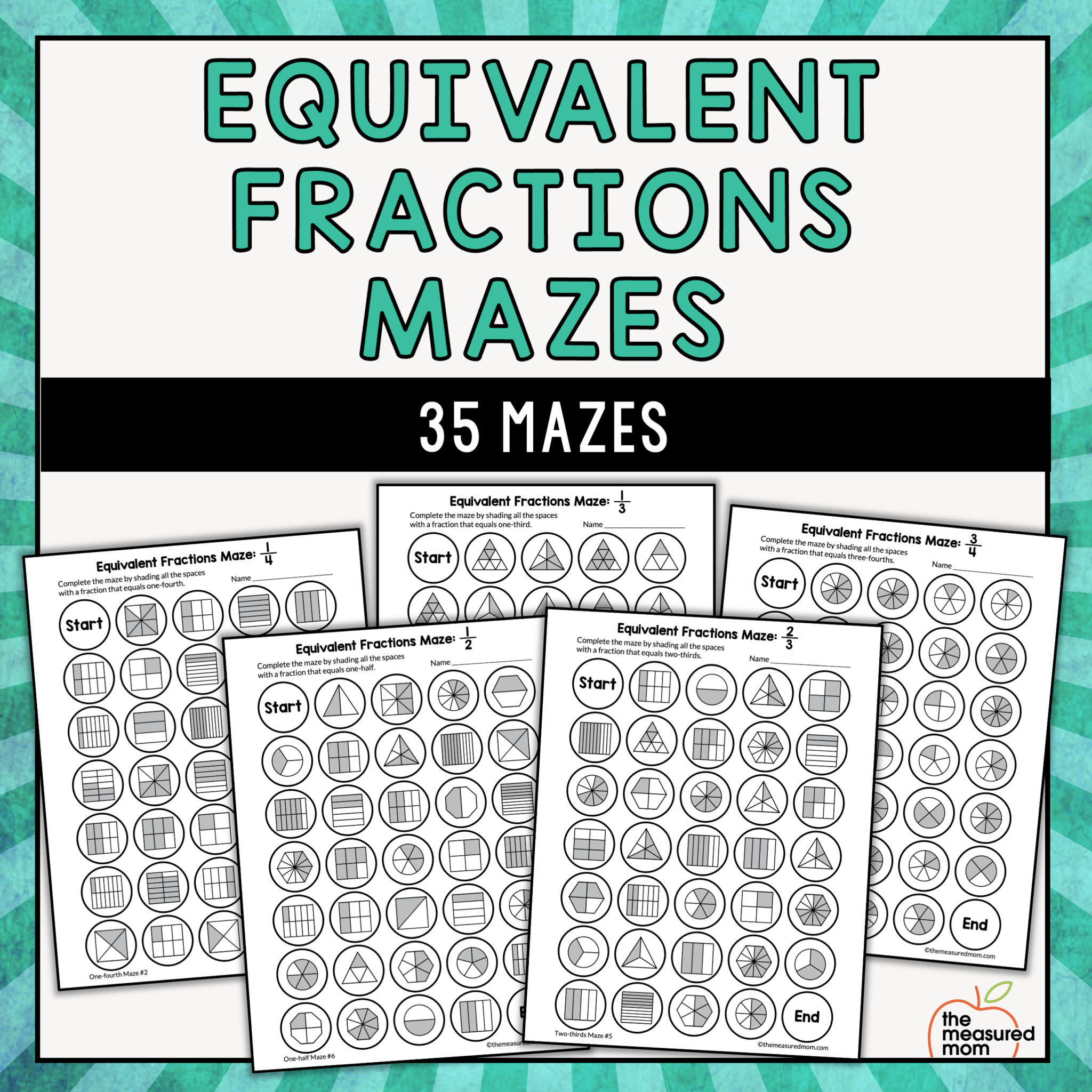 Equivalent Fraction Mazes - The Measured Mom