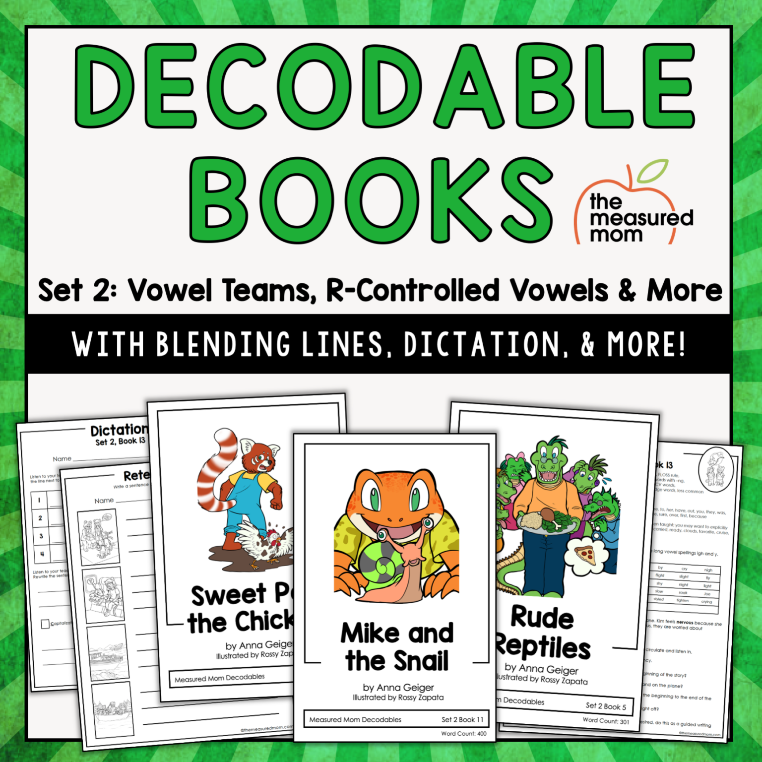 Decodable Books & Lessons Set 2: Vowel Teams, R-Controlled Vowels, and ...