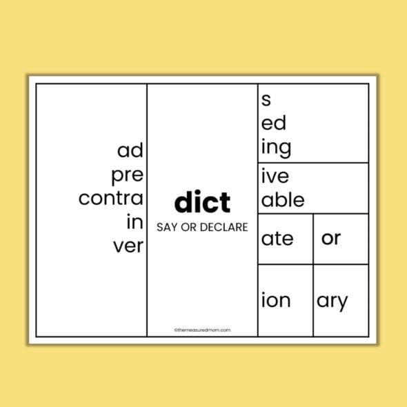 Free word matrix activities - The Measured Mom