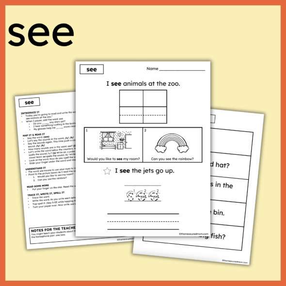 Free high frequency word lesson: SEE - The Measured Mom